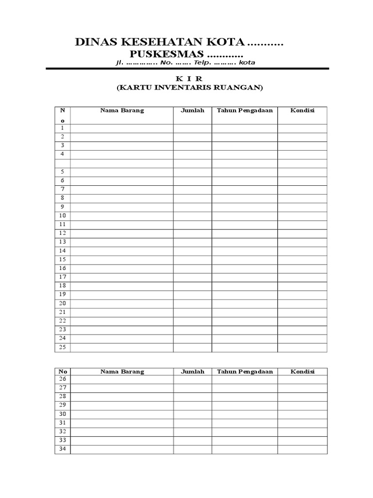 Contoh Blanko KIR | PDF