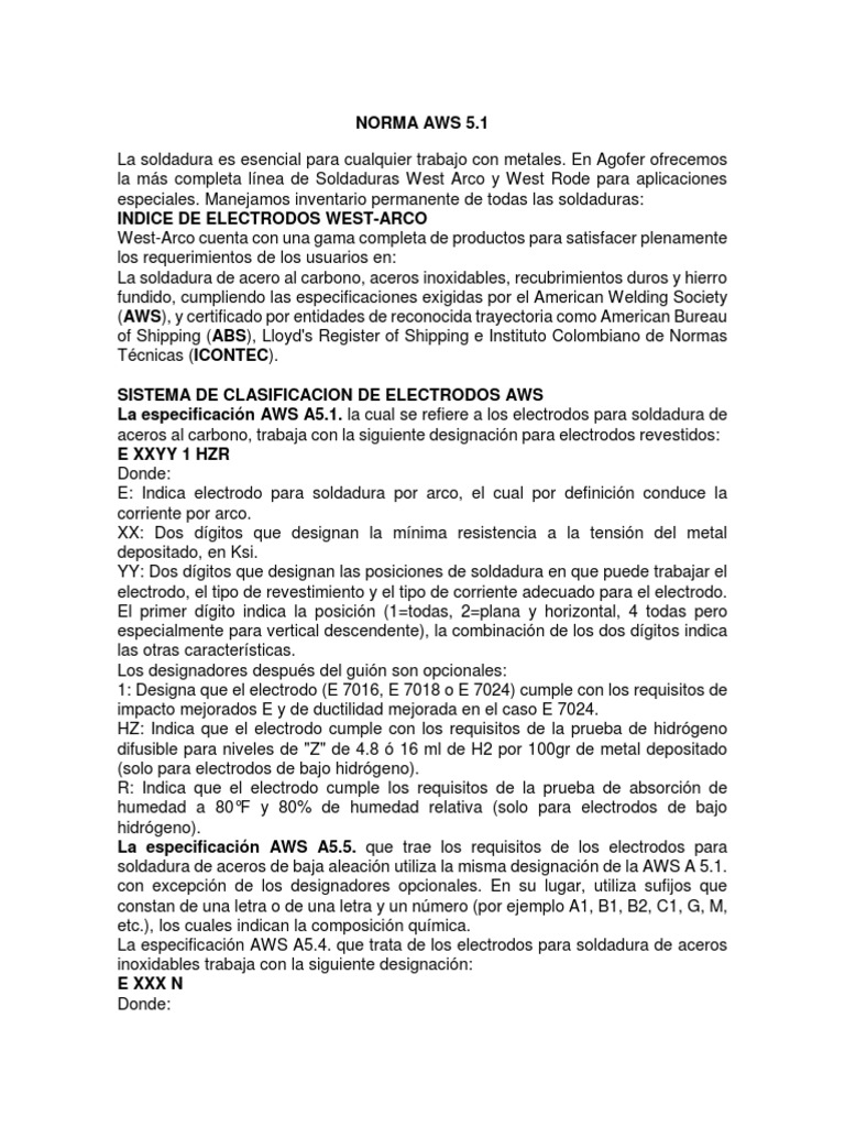 Norma Aws 5 | PDF | Soldadura | Construcción