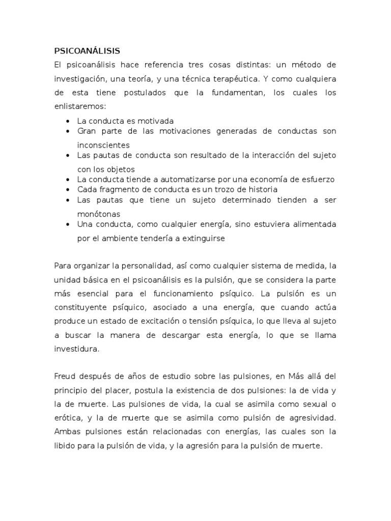 Psicoanálisis Resumen | Descargar gratis PDF | Psicoanálisis | Mente inconsciente