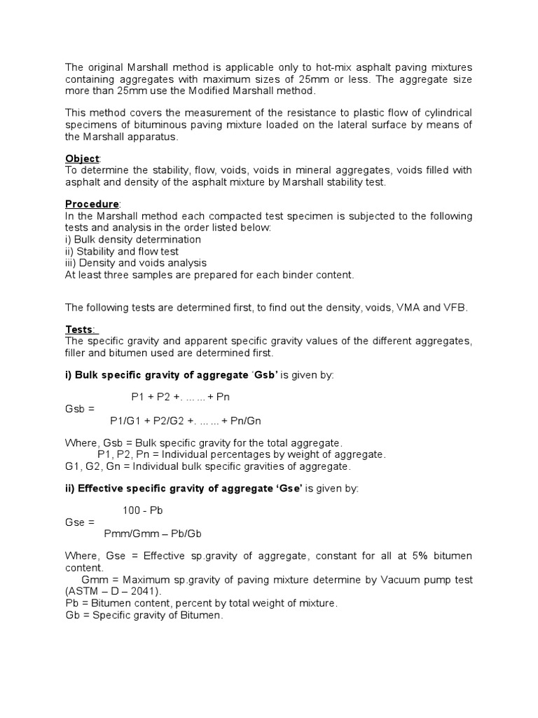 Marshall Method | Density | Asphalt