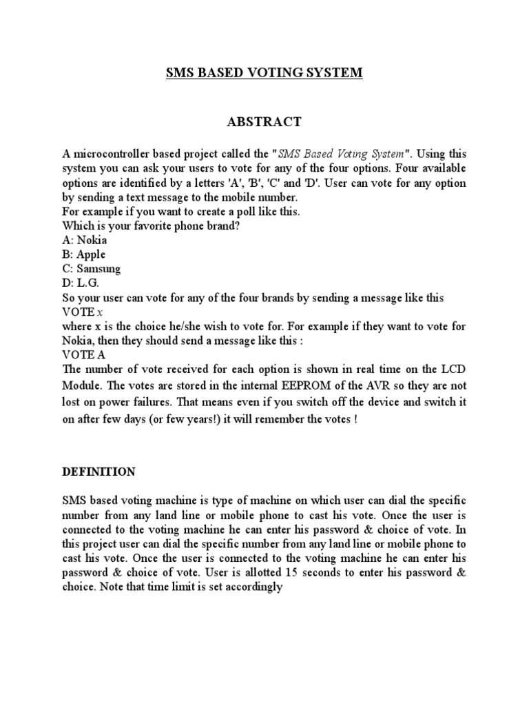 Sms Based Voting System | PDF