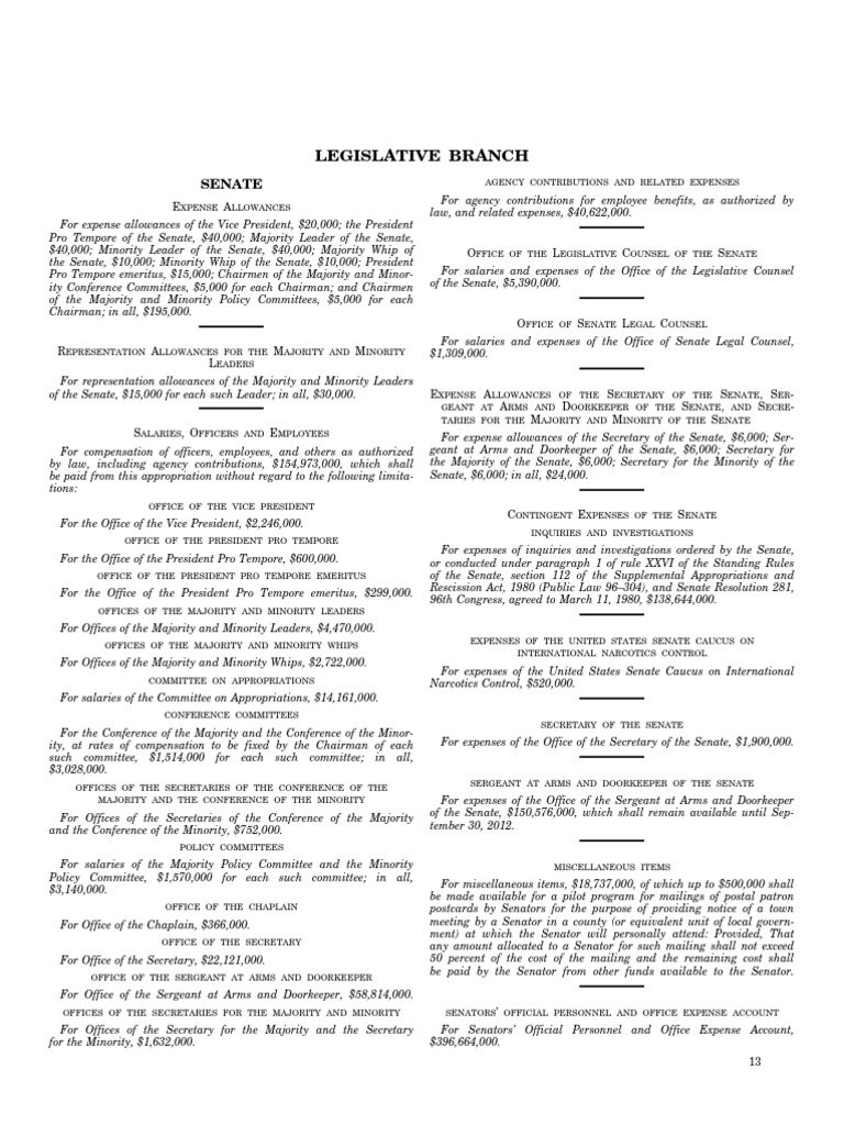 Legislative Branch: Senate | PDF | United States House Of ...