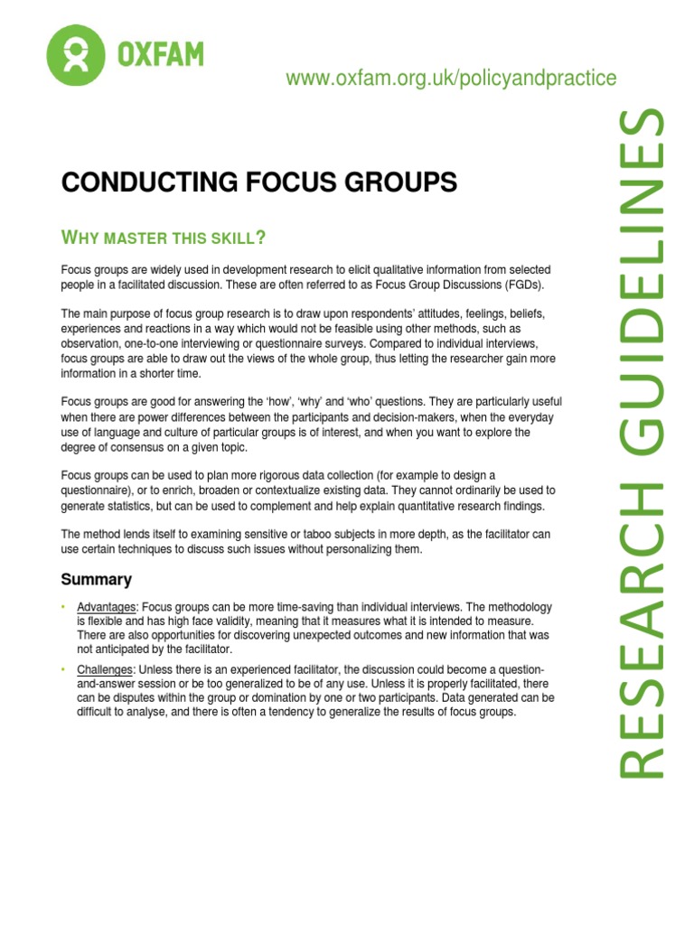 Conducting Focus Groups | PDF | Focus Group | Facilitator