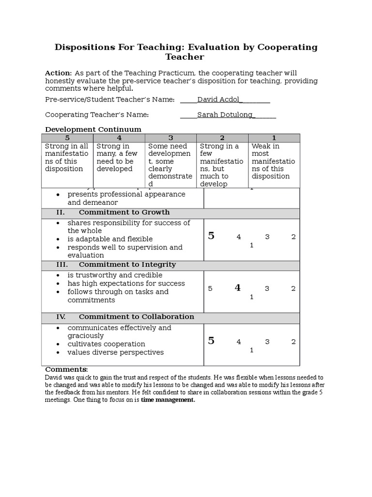 Dispositions For Teaching | PDF | Teachers | Education Theory