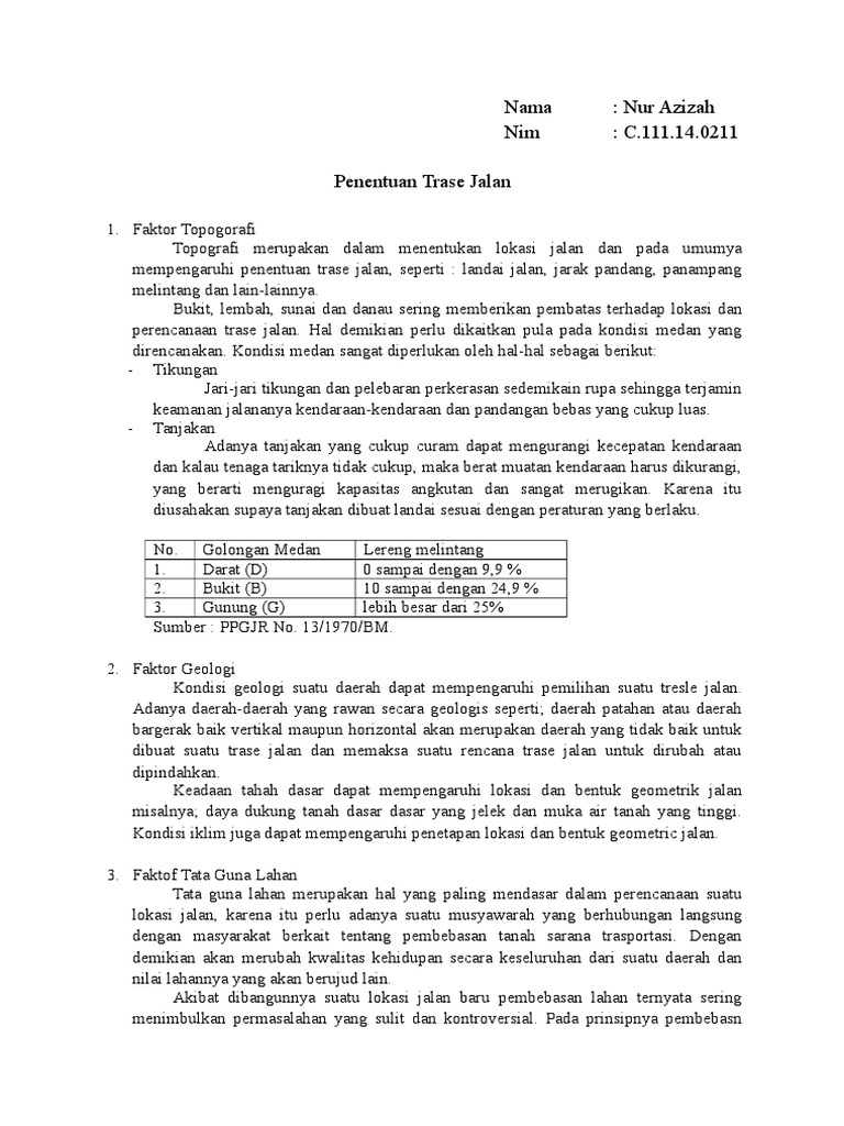 Penentuan Trase Jalan | PDF