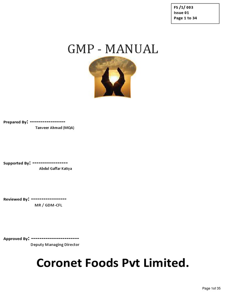GMP Manual | PDF | Hazard Analysis And Critical Control Points | Hygiene