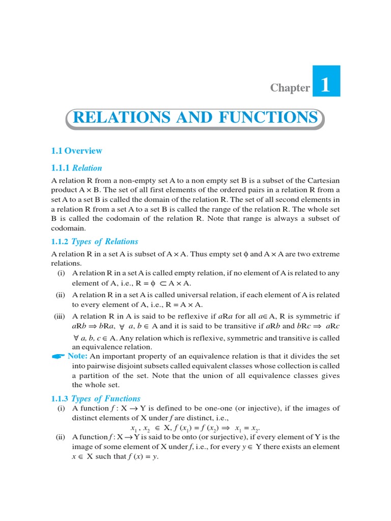 Chapter-1 Relation and Functions | PDF | Function (Mathematics) | Functions And Mappings