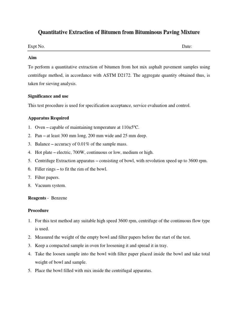 Bitumen Extraction | PDF | Filtration | Asphalt