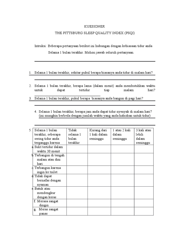 PSQI | PDF