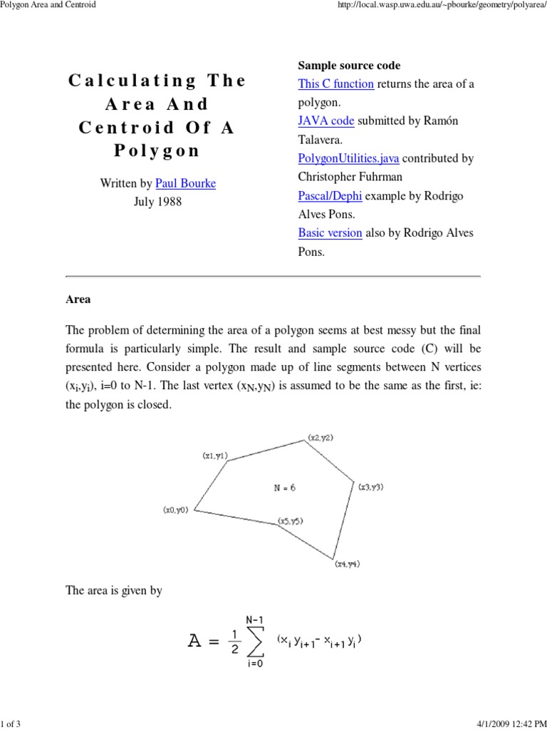 Polygon Area and Centroid Calculation | PDF | Polygon | Vertex (Geometry)