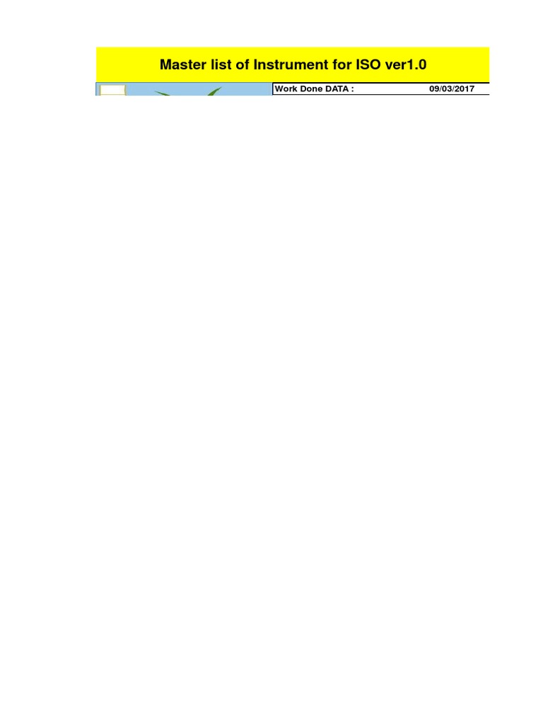 Master List of Instrument For ISO (Version 1) | PDF | Water Heating | Hvac