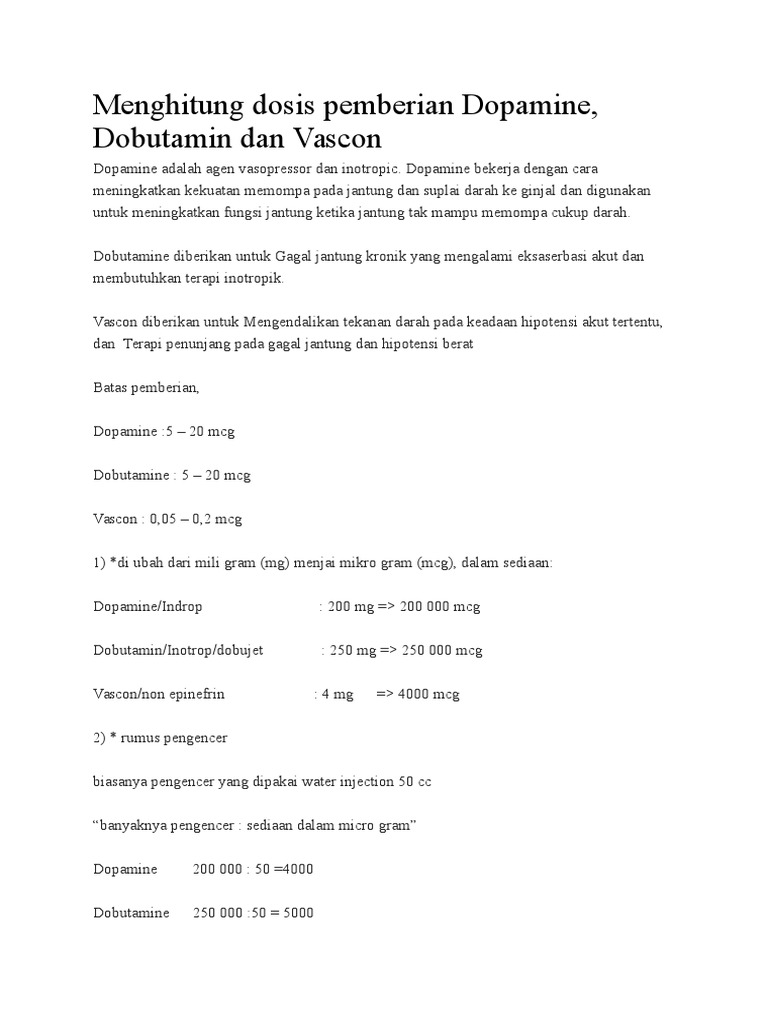 Menghitung Dosis Pemberian Dopamine | PDF