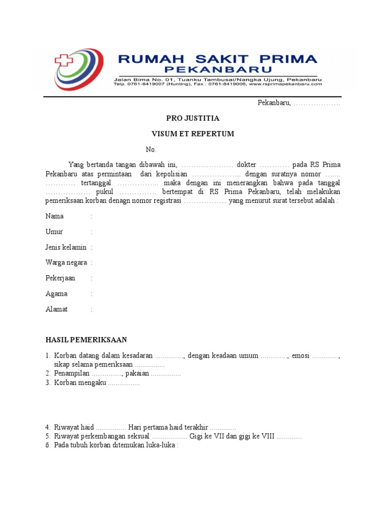 Contoh Format Visum Et Repertum | PDF | Hukum