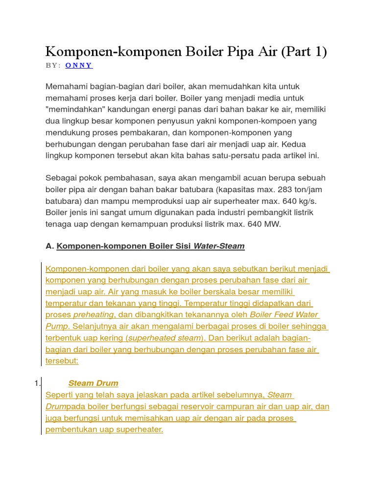Komponen Boiler | PDF