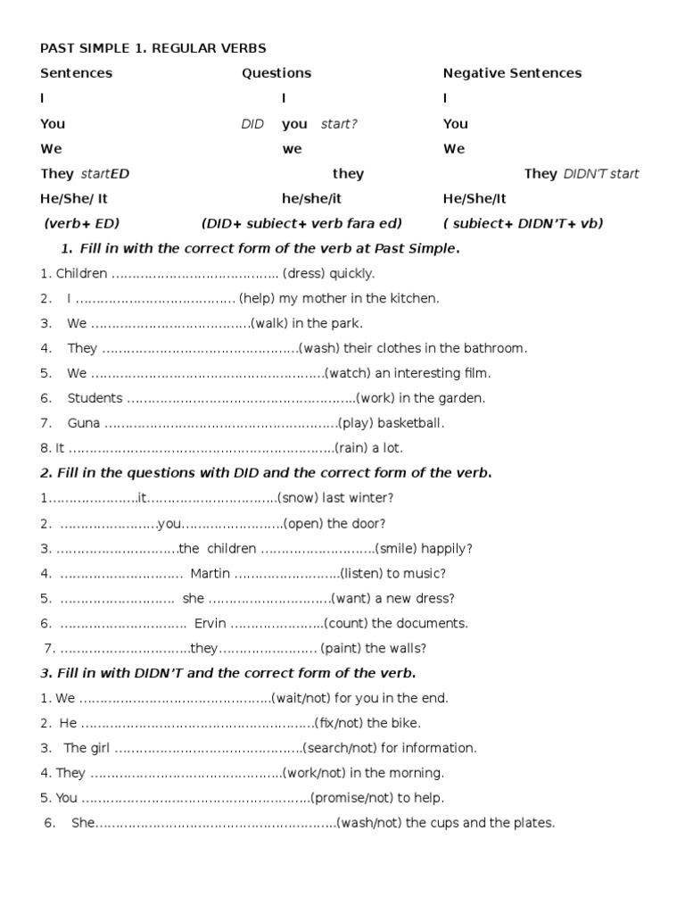 Past Simple Practice for Beginners | PDF | Language Arts & Discipline