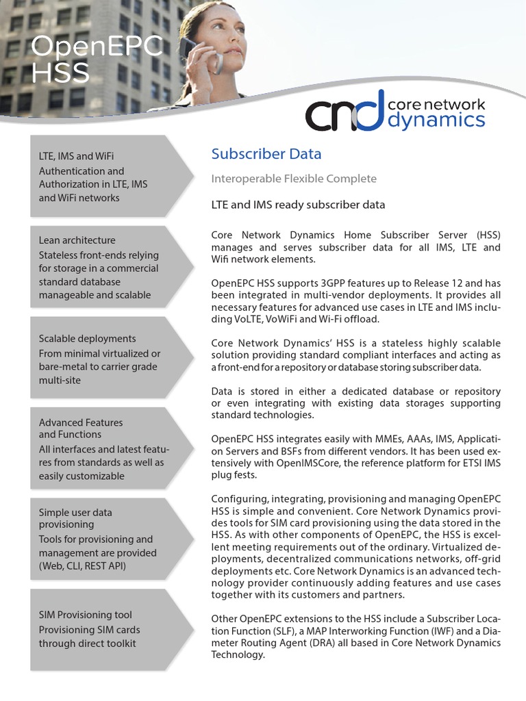 2015-11-05 OpenEPC HSS Datasheet PDF | PDF | Ip Multimedia Subsystem ...
