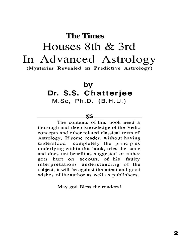 Jyotish - Houses 8 and 3 in Advanced Astrology - KP Horary - Chatterjee ...