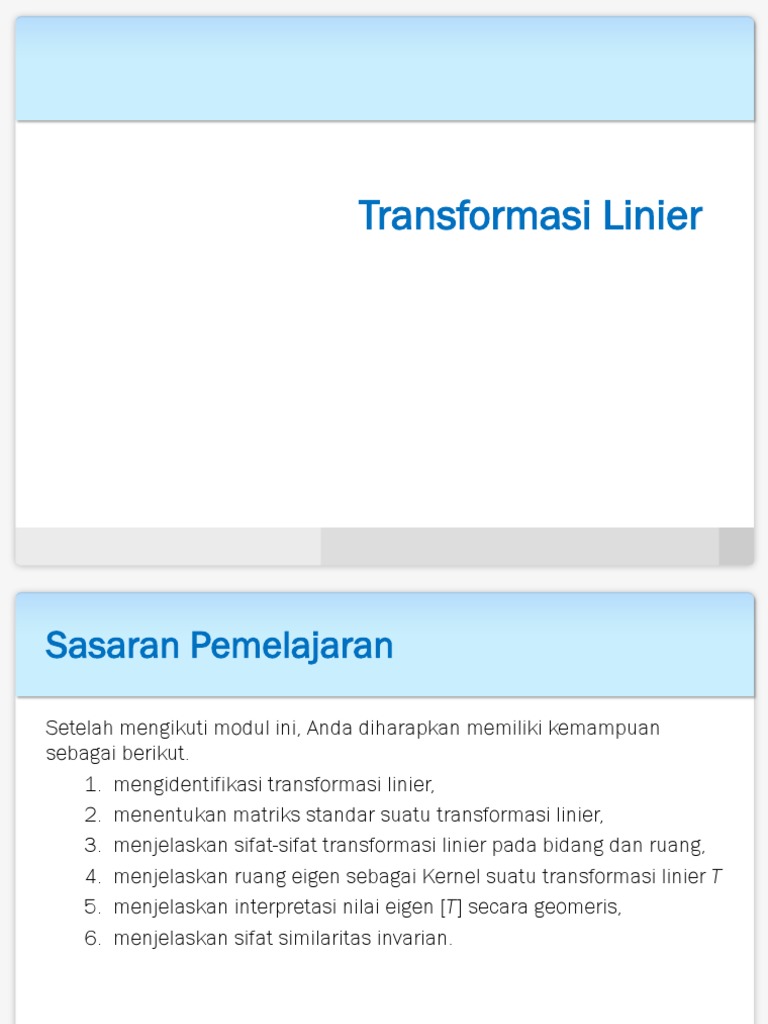 Transformasi Linier PDF | PDF | Metode & Bahan Ajar