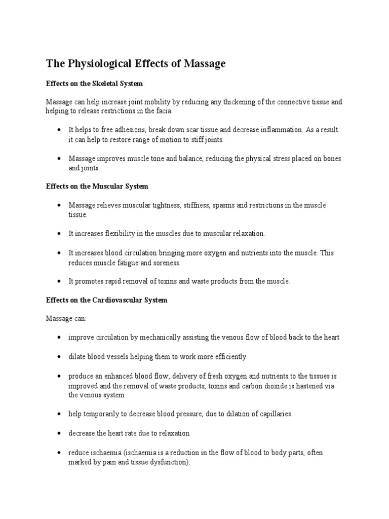 Physiological Effects of Massage Therapy | PDF | Vasodilation | Massage