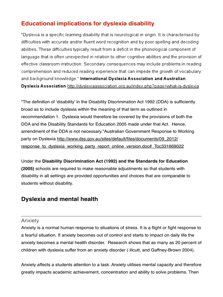Educational Implications For Dyslexia Disability | PDF | Dyslexia ...