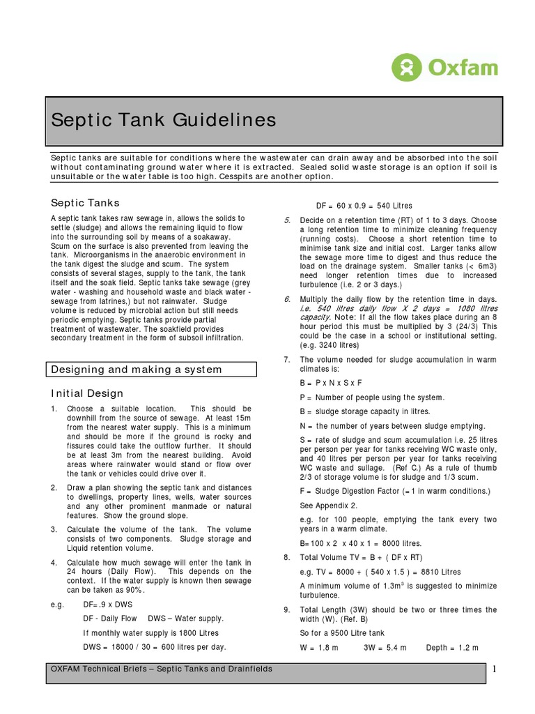 Septic Tank Guidelines | PDF | Sewage Treatment | Septic Tank