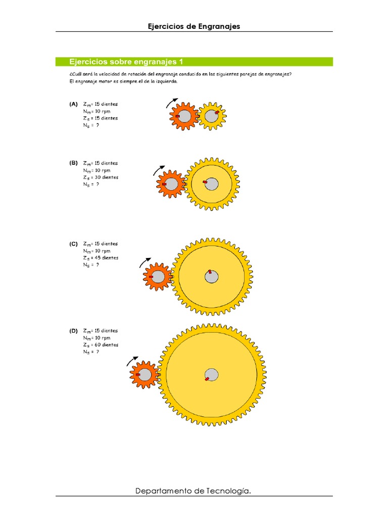 Ejercicios Engranajes PDF | PDF
