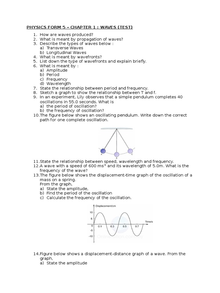 Physics Form 5 Chapter 1 Pdf Waves Wavelength