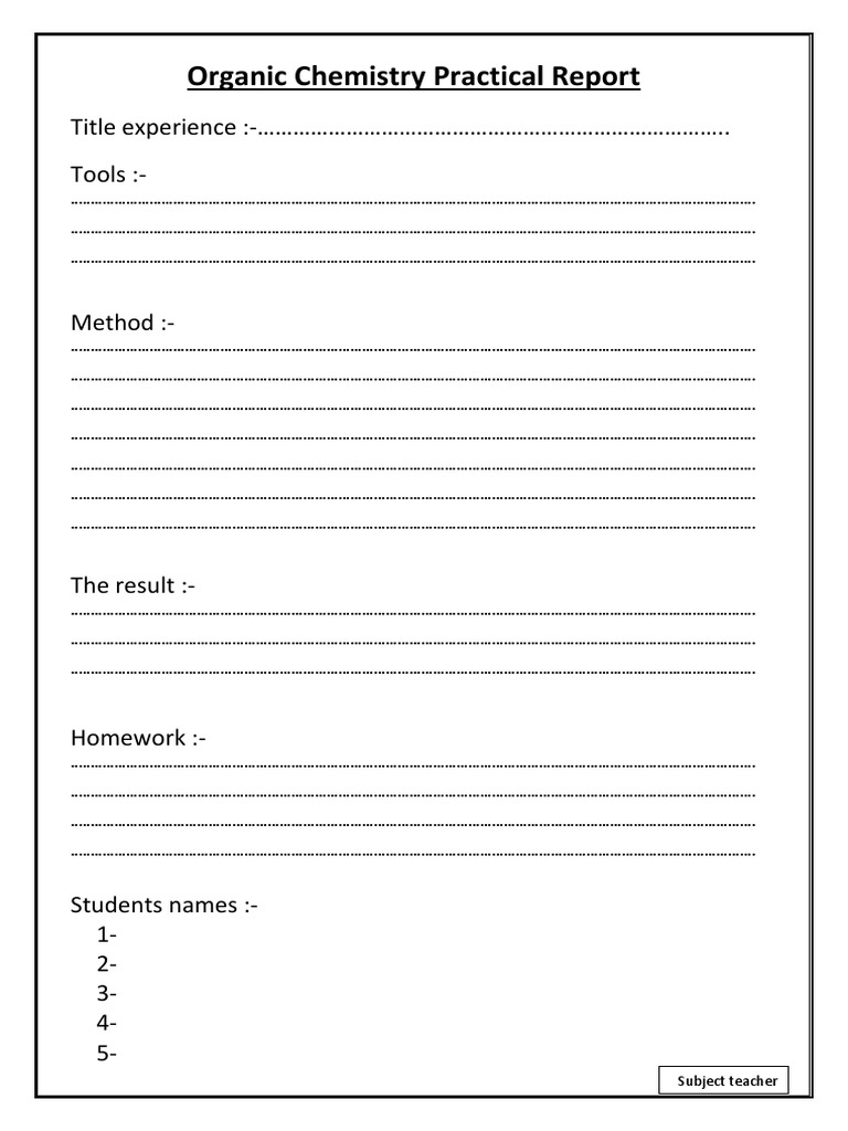 Organic Chemistry Practical Report: Title Experience: - .. Tools | PDF