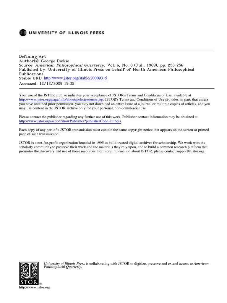 George Dickie Defining Art.pdf | Works Of Art | Aesthetics