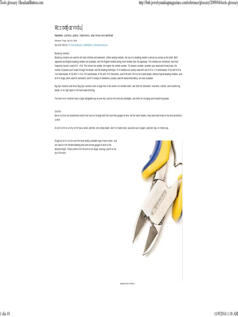 Tools Glossary - BeadandButton | PDF