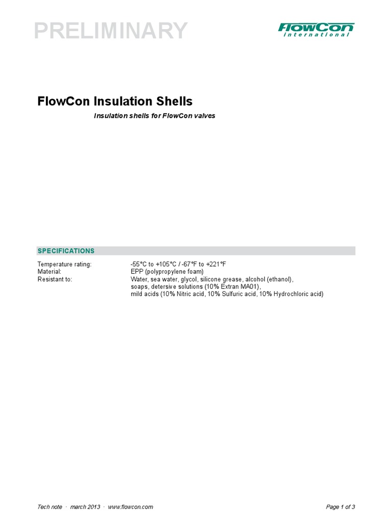 FlowCon Insulation Shells Tech 03 2013 | PDF | Valve | Thermal Insulation