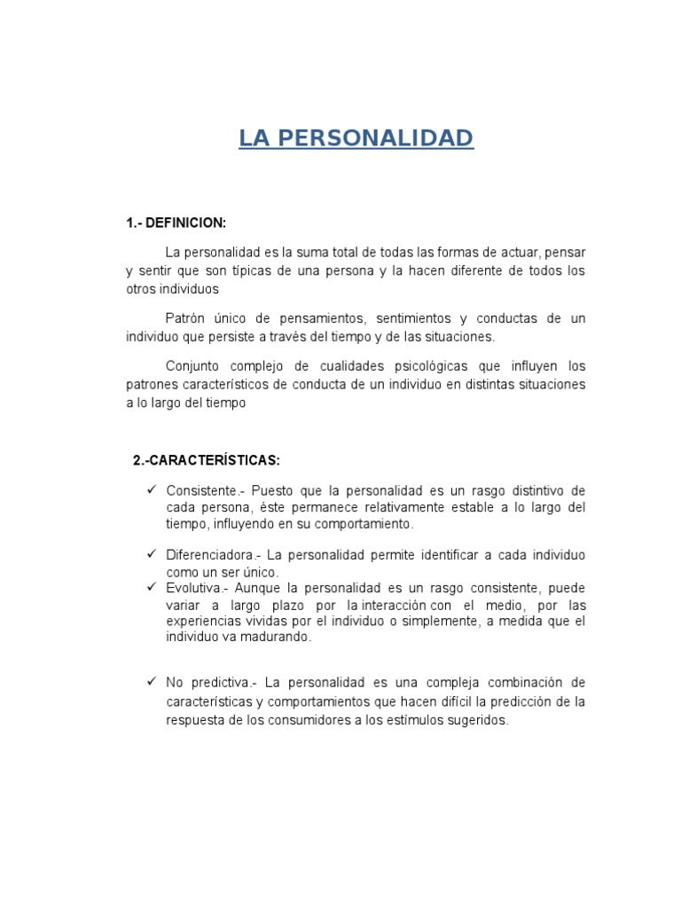 La Personalidad | PDF | Carné de identidad | Temperamento
