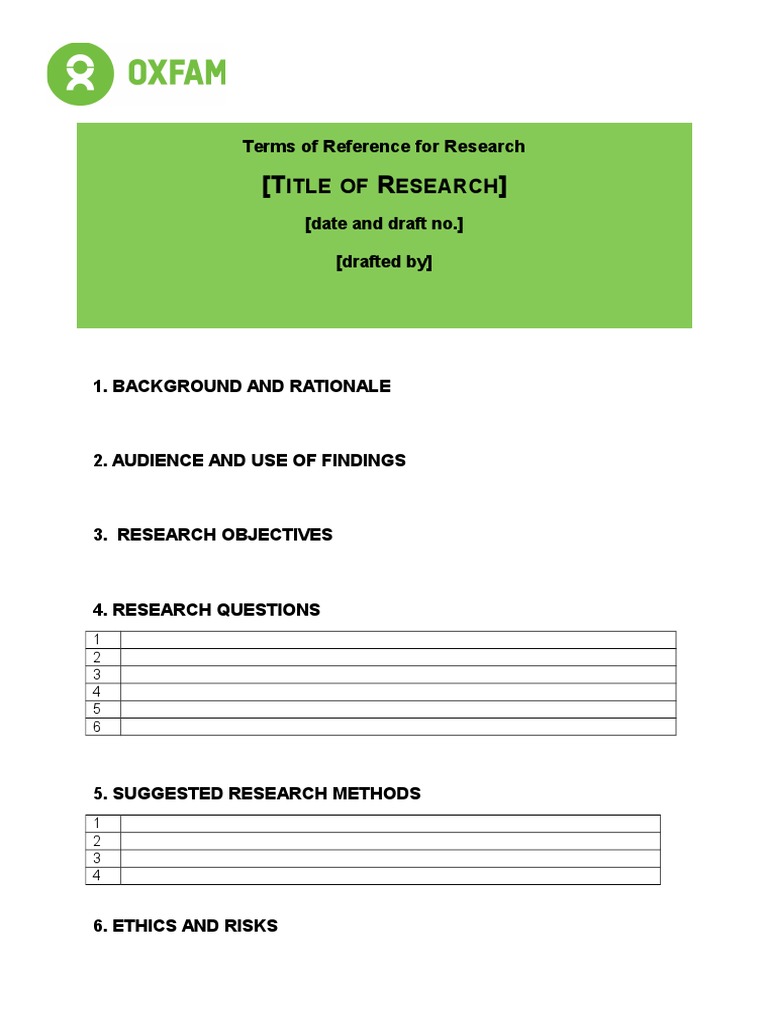 Terms of Reference For Research Template | PDF | Defamation | Consent