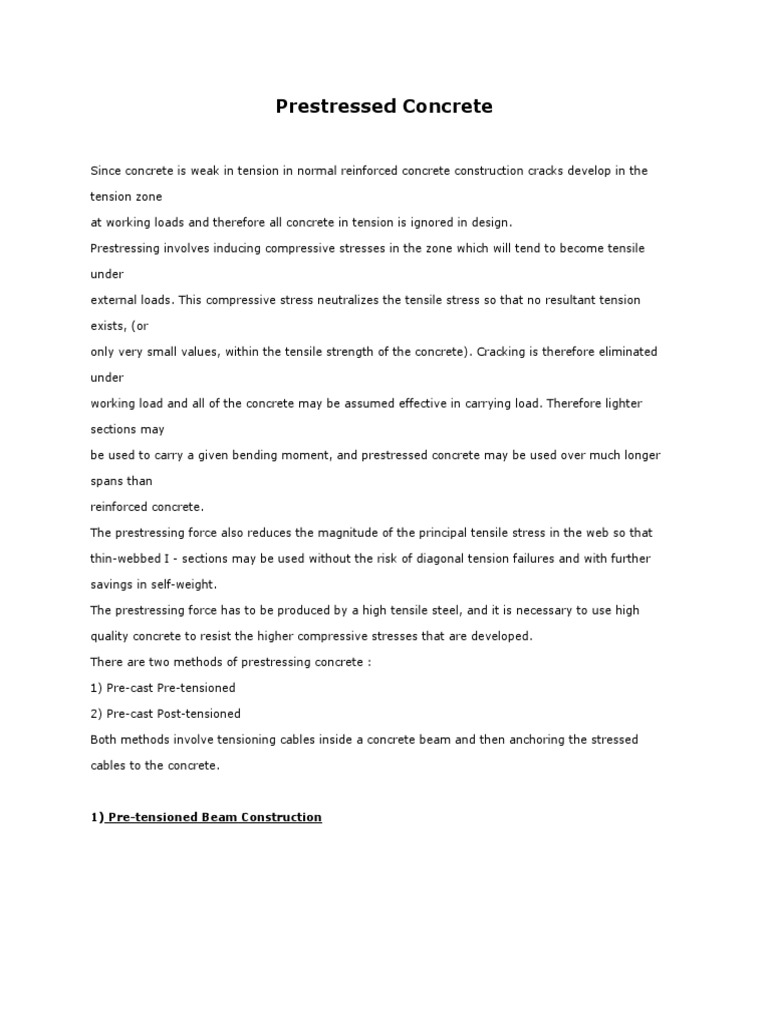 Prestressed Concrete 1 Pre Tensioned Beam Construction Pdf