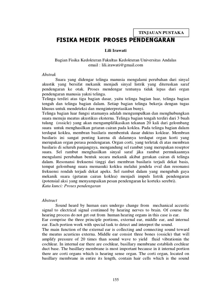 Proses Pendengaran dan Anatomi Telinga | PDF | Ilmu Sosial | Kajian ...