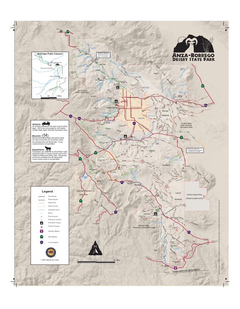 Anza-Borrego Desert State Park Map | PDF | Outdoor Recreation | Hobbies