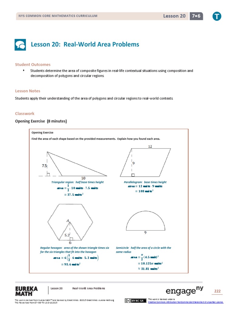 Math g7 m6 Topic D Lesson 20 Teacher | PDF | Common Core State ...