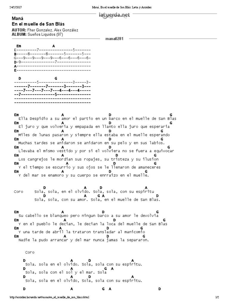 Maná, en El Muelle de San Blás - Letra y Acordes | PDF | Ocio ...