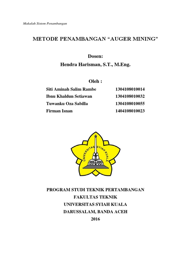 Metode Penambangan Auger Mining | PDF | Sains & Matematika