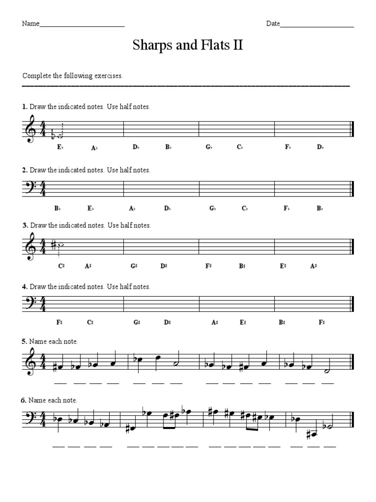 Sharps and Flats II: Name - Date | PDF