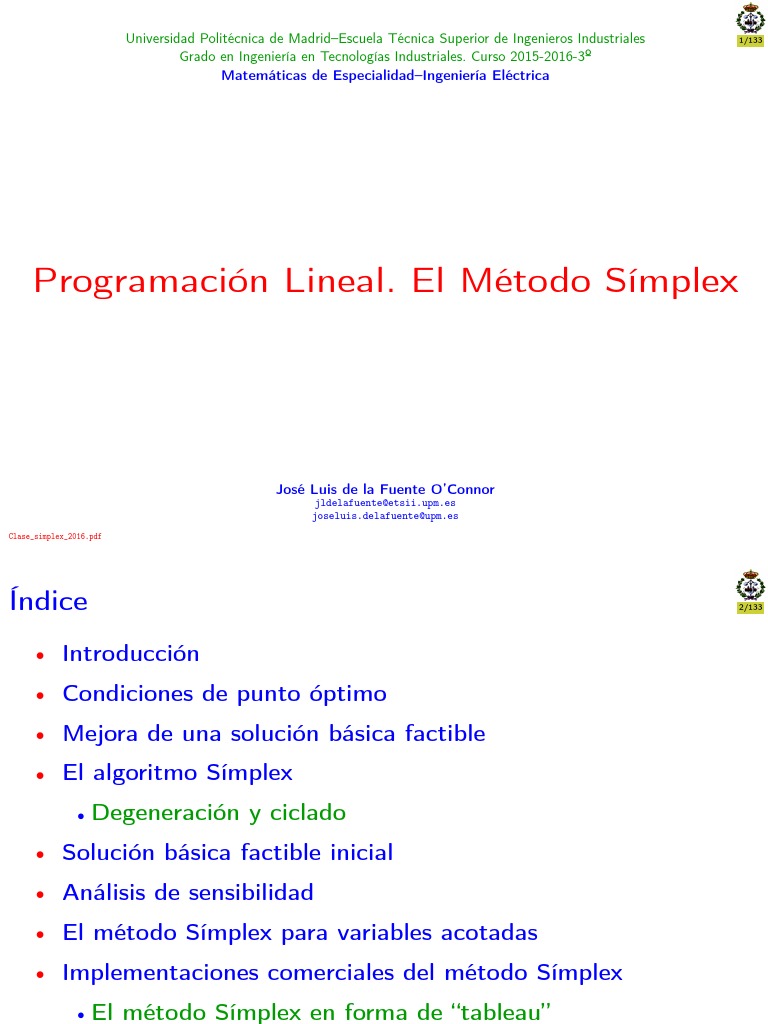 Método Símplex en Programación Lineal | PDF | Conceptos matemáticos ...