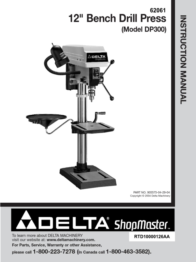 12" Bench Drill Press: (Model DP300) | PDF | Ac Power Plugs And Sockets ...