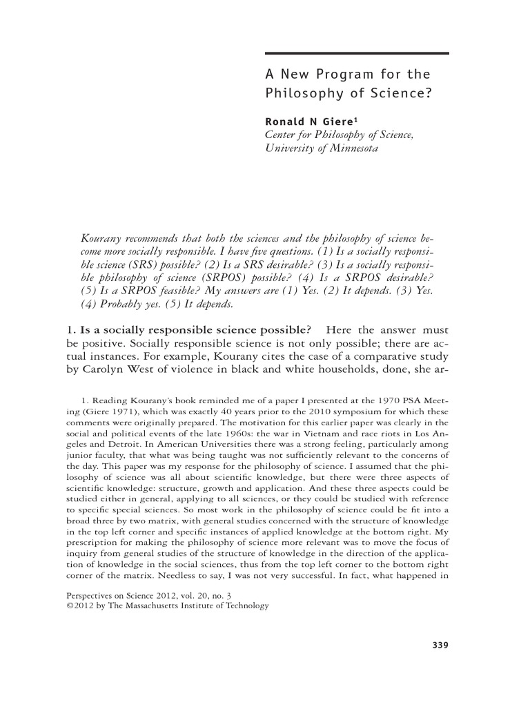 A New Program For The Philosophy of Science | PDF | Philosophy Of ...