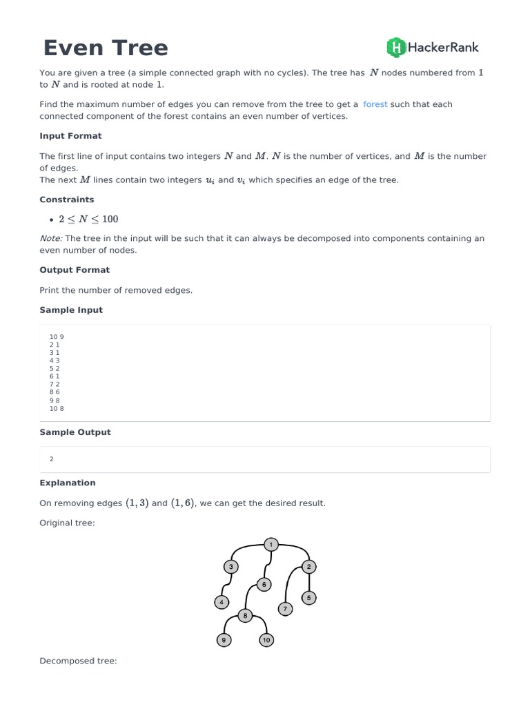 Even Tree English | PDF | Vertex (Graph Theory) | Graph Theory