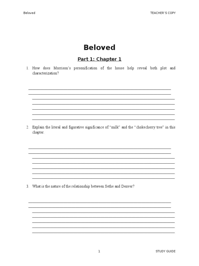 Beloved Study Guide: Key Concepts | PDF