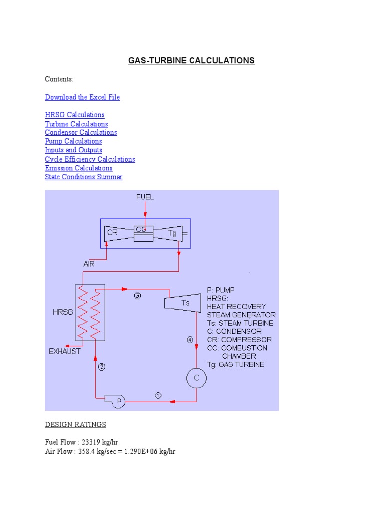 Gas Turbine Calculation | PDF | Steam Engine | Power Station