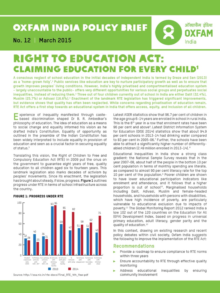 Right To Education Act: Claiming Education For Every Child | PDF ...