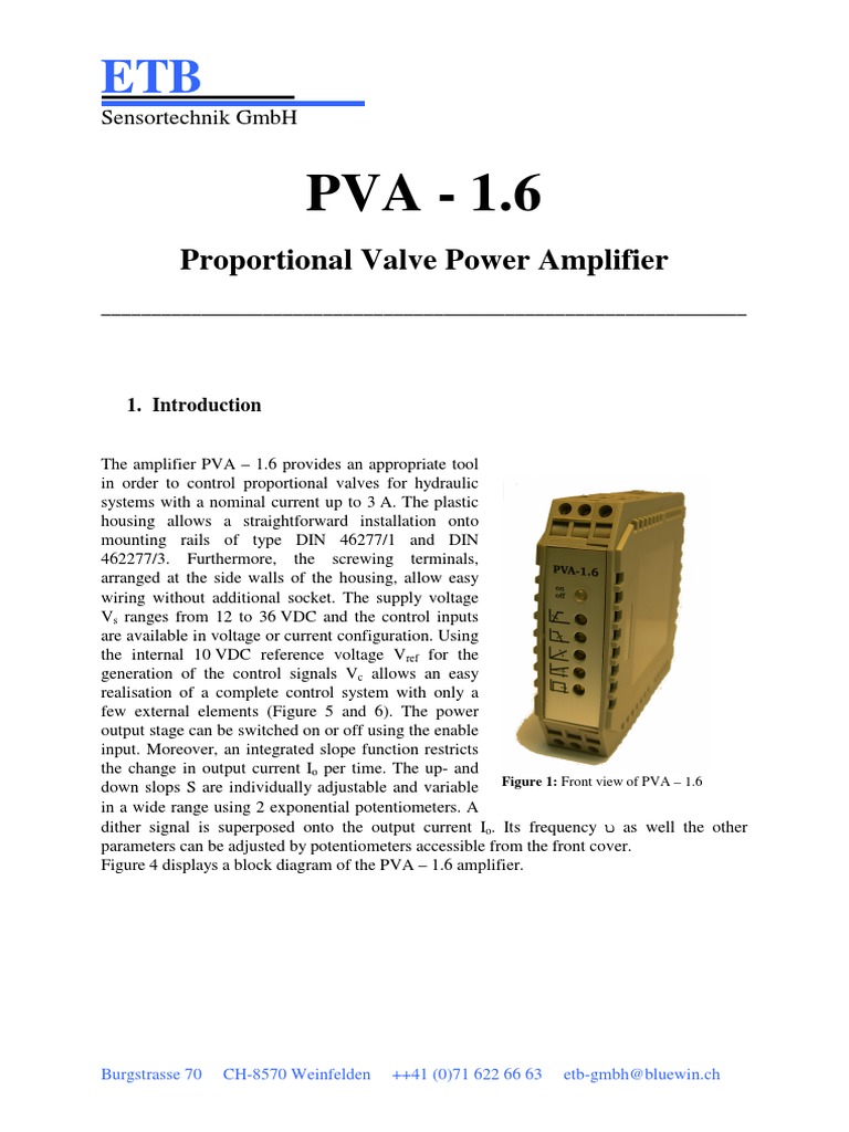 Proportional Valve Amplifier PVA-1.6 | PDF | Amplifier | Vacuum Tube