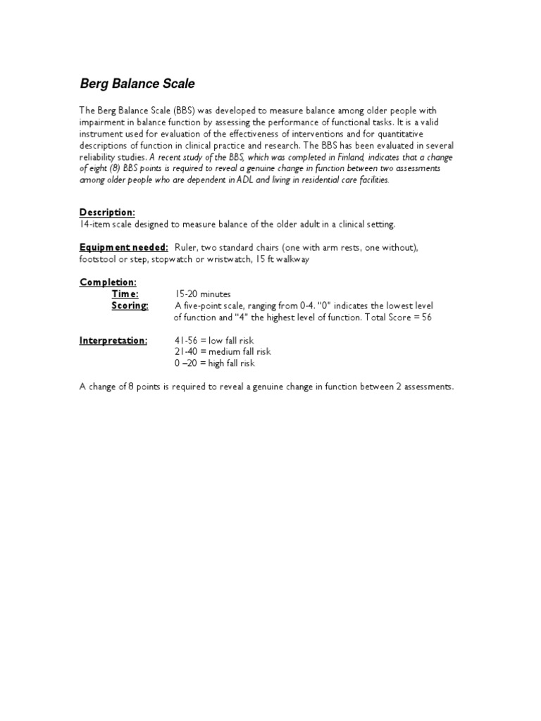Berg Balance Scale.pdf | Chair