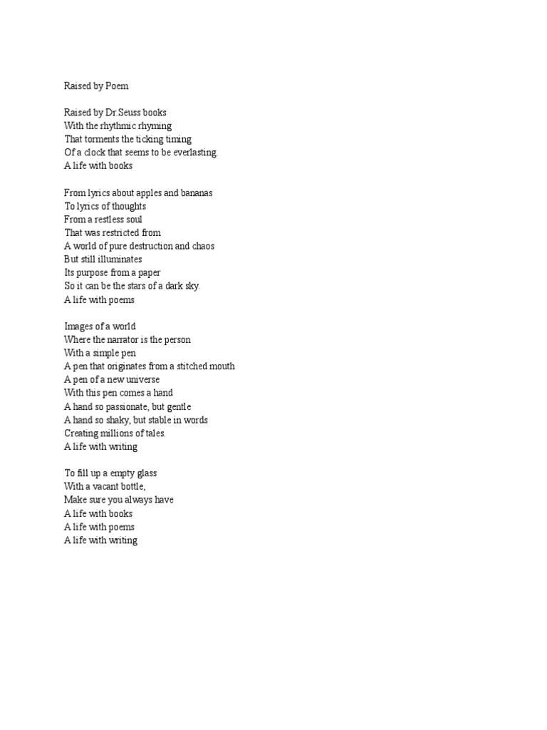 Raised by Poem Zaina | PDF